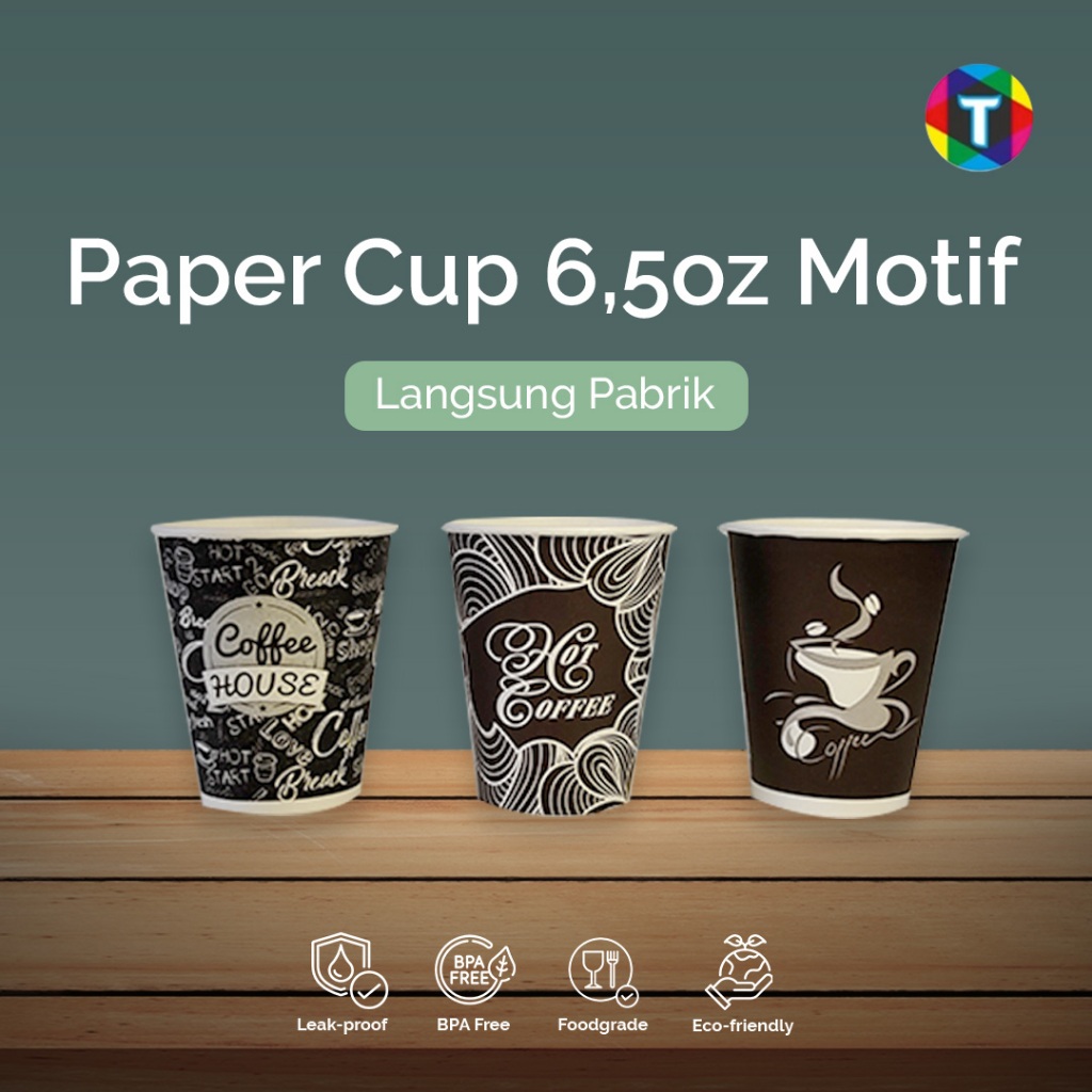 Jual Paper Cup Motif 6,5oz / Gelas Kertas Minuman Kopi Tahan Panas / Hot Paper Cup Eceran - Eco ...