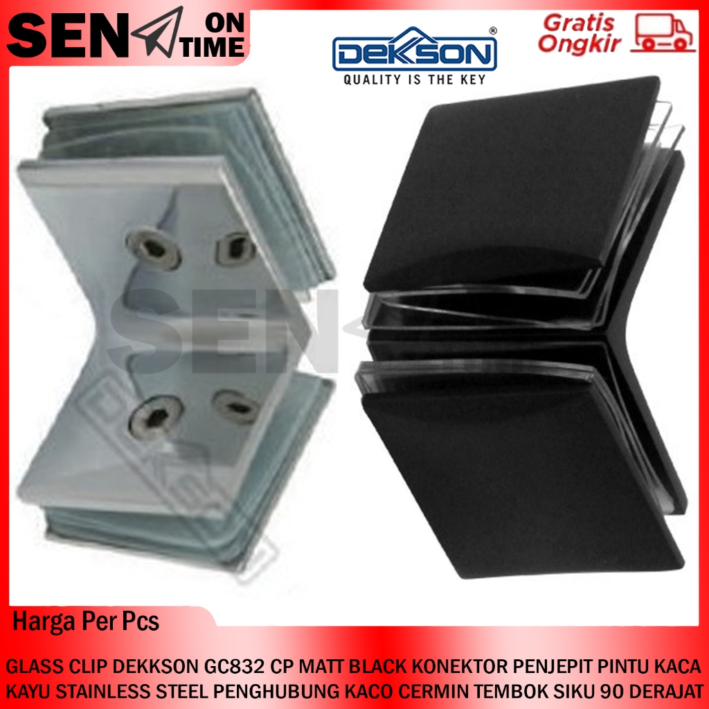Jual Glass Clip Dekkson To Gc832 Cp Matt Black Konektor Pintu Kaca ...