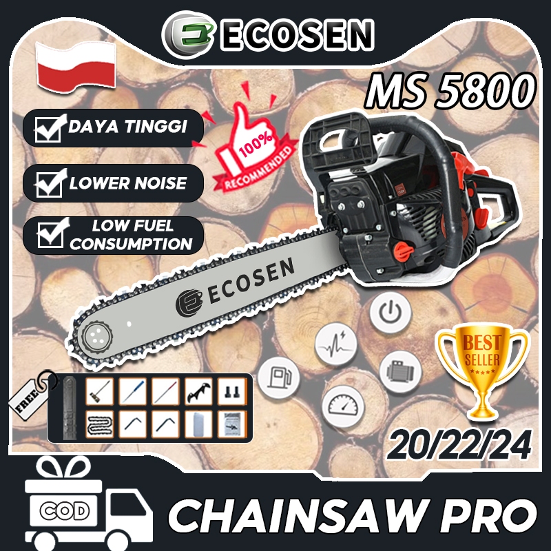 Jual ECOSEN 58CC 20/22/24" Chainsaw 2Tak Untuk /Gergaji Mesin/Mesin Gergaji Kayu/Gergaji Potong ...