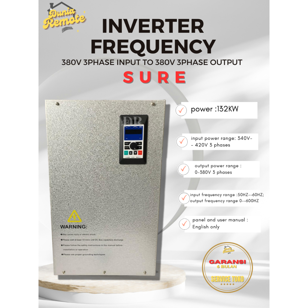 Jual Inverter Frekuensi SURE DRIVE 132KW Input 3phase 380V to 3phase 380V Output controller ...