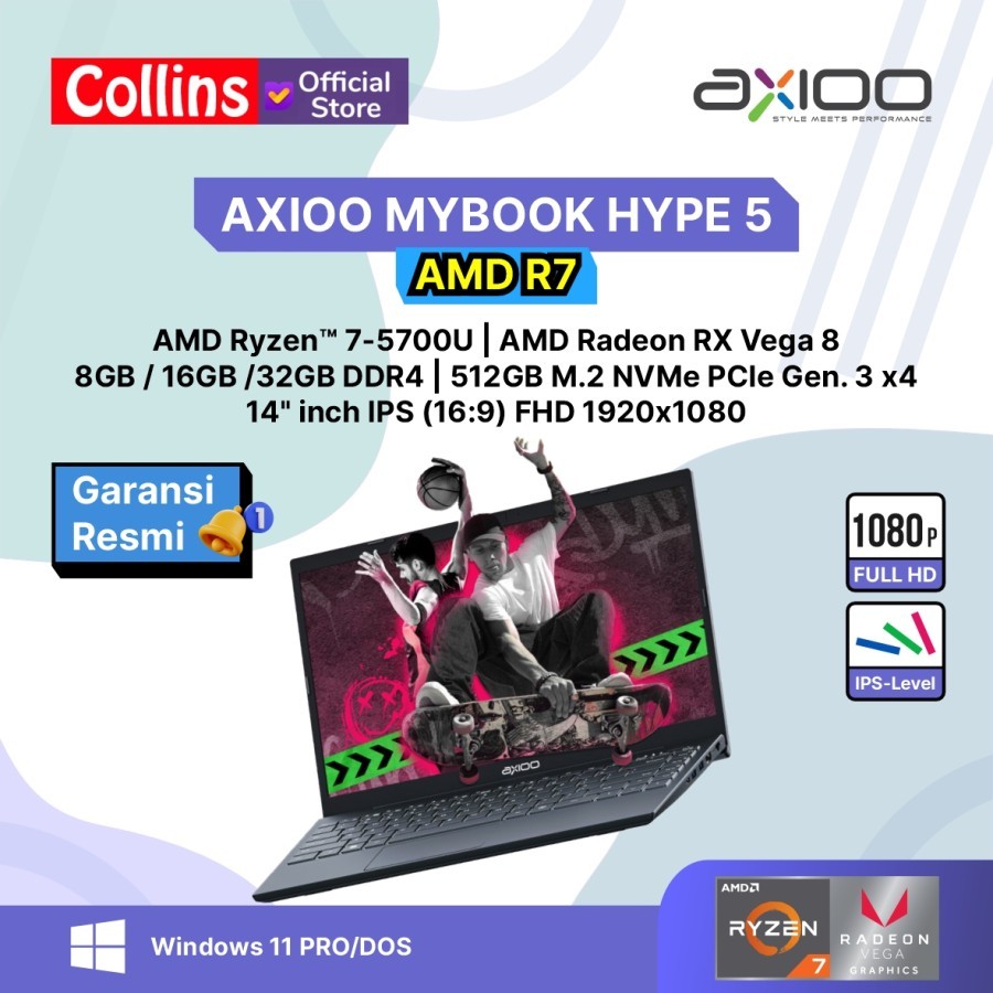 Jual Laptop AXIOO HYPE 7 AMD Ryzen 7 5700U 8GB/16GB SSD 512GB 14" FHD ...