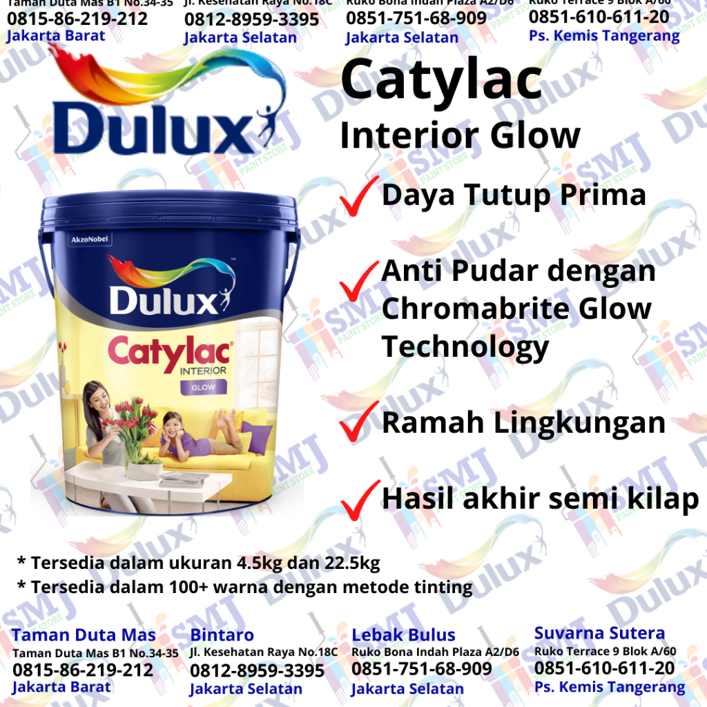 Jual CAT TEMBOK INTERIOR DULUX CATYLAC INTERIOR GLOW PUTIH 1501 KEMASAN ...