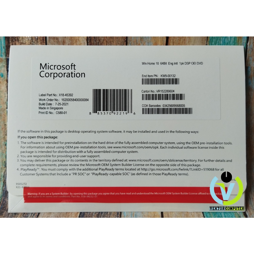 Jual Windows 10 Home OEM With COA & DVD Installer Original 64 Bit Full ...