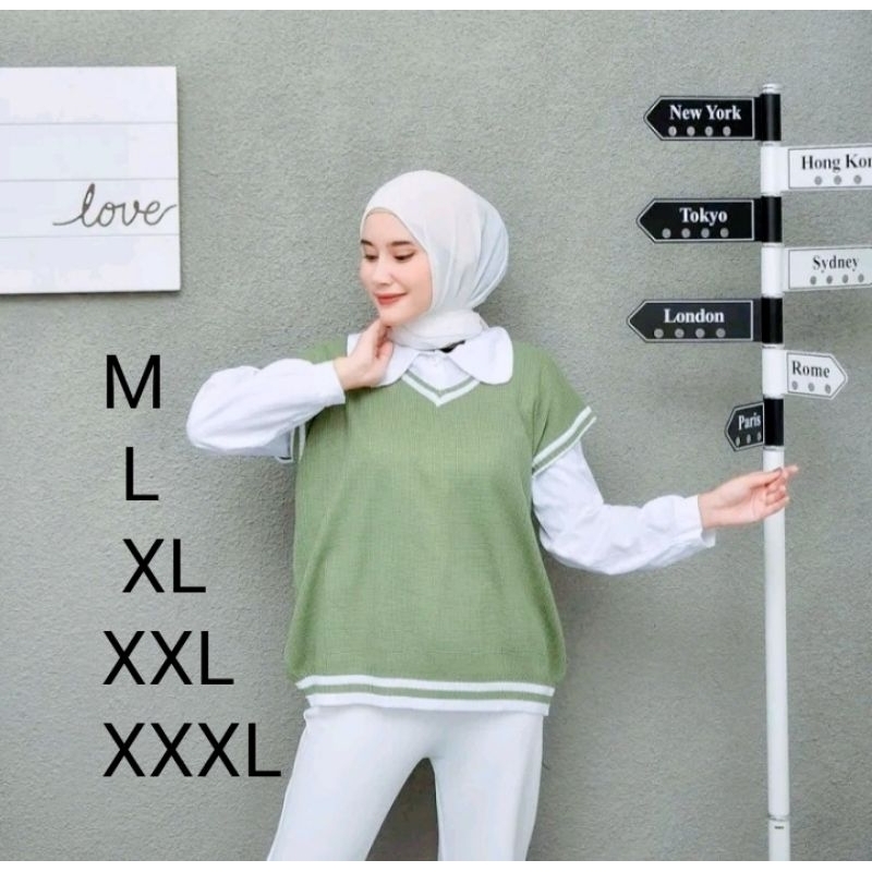 Jual ROMPI Vest Rajut Jumbo LD 95 110 120 130 140 Rompi Rajut Wanita ...