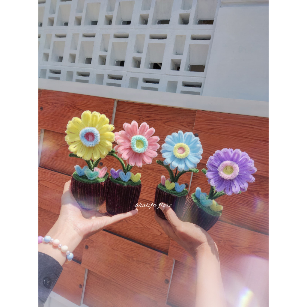 Jual Garbera Pastel - Pipe Cleaner Flower - Bunga Pot Kawat Bulu Mercy ...