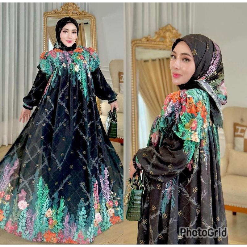 Jual REEEEAADDYY NEEEW GAMIS BUNGA SET HIJAB ORIGINAL BY SHELLA SAUKIA ...