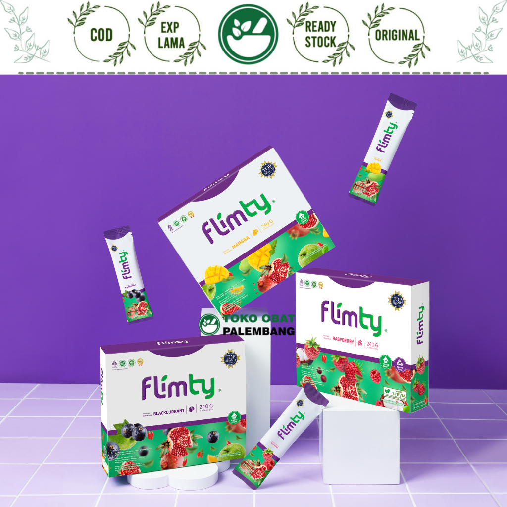 Jual 1 BOX FLIMTY 16 SACHET BLACKCURRANT RASPBERRY FIBER FIBRE ...