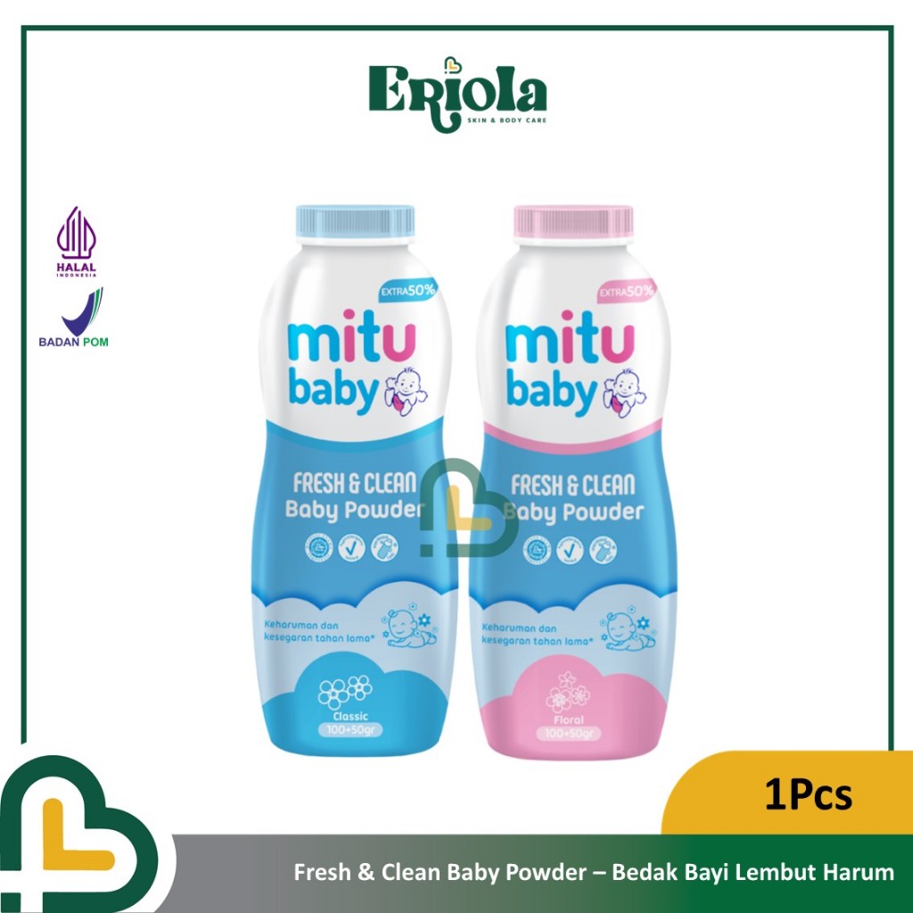 Jual Mitu Baby Fresh & Clean Powder Bedak Bayi Lembut Ekstra Isi 50% ...