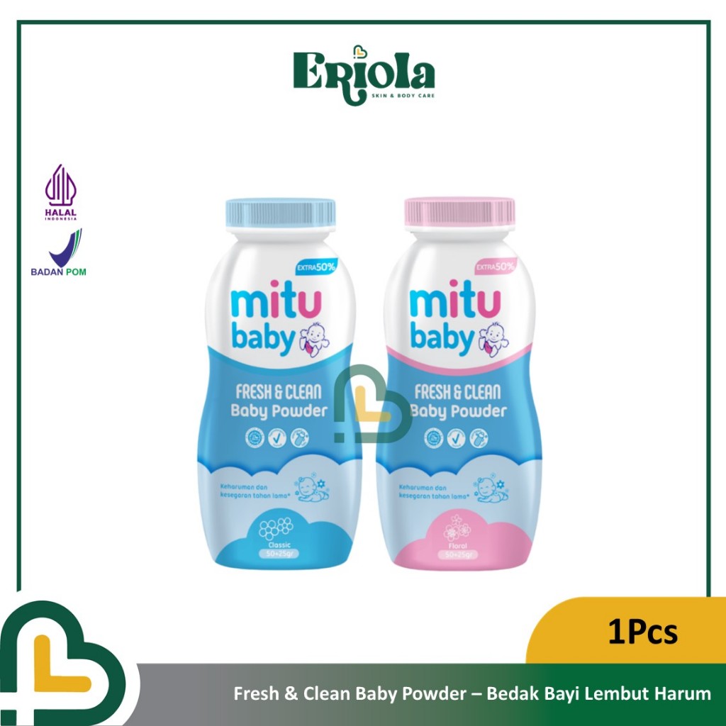 Jual Mitu Baby Fresh & Clean Powder Bedak Bayi Lembut Ekstra Isi 50% ...