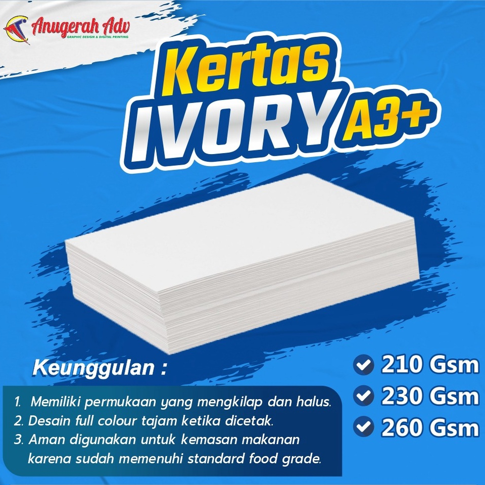 Jual KERTAS IVORY 230gr A3+ | ART KARTON 230gr A3+ (31X47cm) | Shopee Indonesia