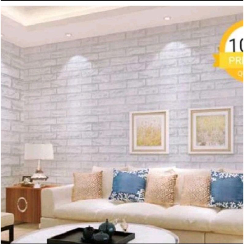 Jual Wallpaper Dinding Sticker Dinding Batu Bata Putih Abu-abu | Shopee ...