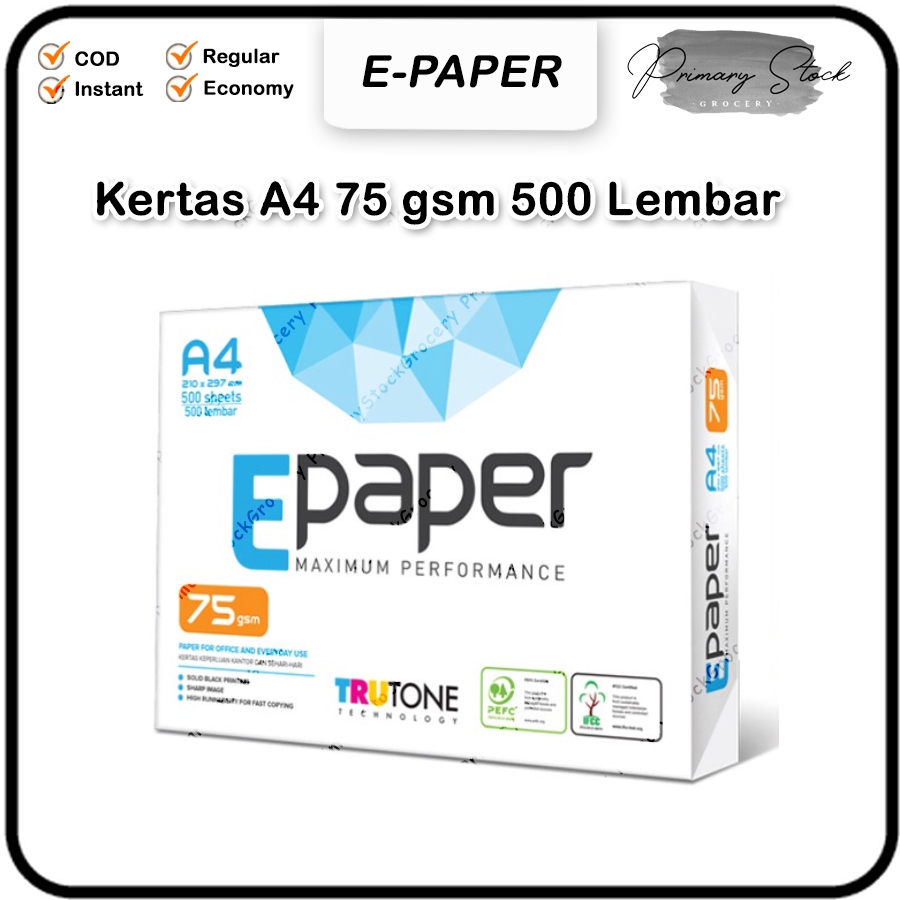 Jual Kertas Epaper A4 75 Gram Hvs E Paper E Paper Print Foto Copy 1 Rim