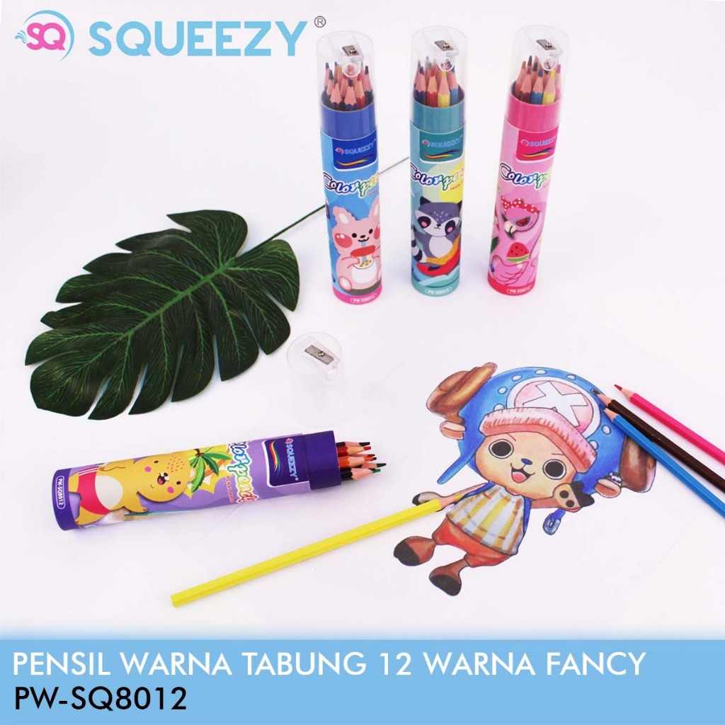 Jual Pensil Warna Tabung Squeezy Fancy 1 Set 12 Warna Lengkap Dengan