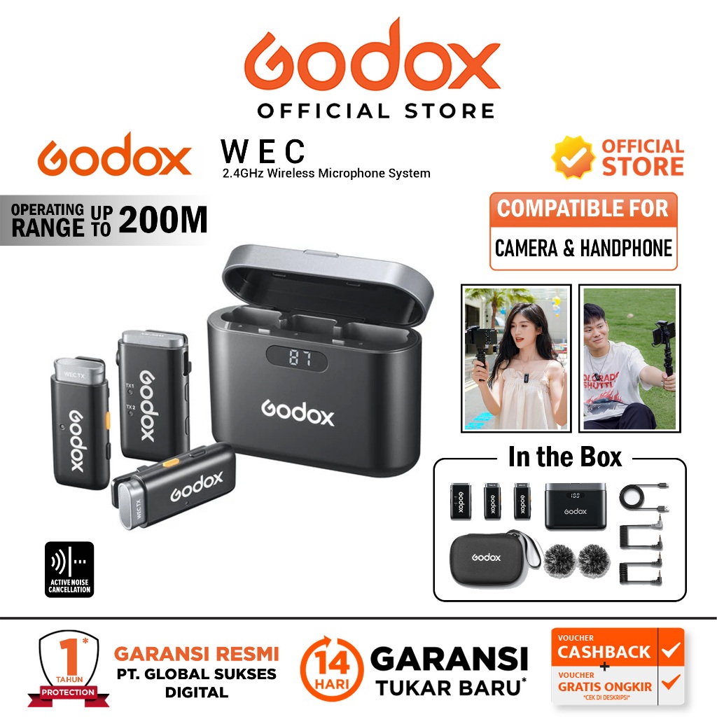 Jual Godox WEC Kit-2 Wireless Microphone Godox WEC Kit2 2.4GHz Godox ...