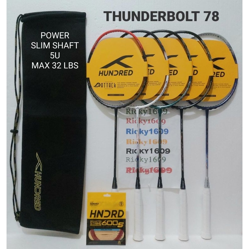 Jual RAKET BADMINTON HUNDRED THUNDERBOLT 78 - SMASH POWER - HEAD HEAVY ...