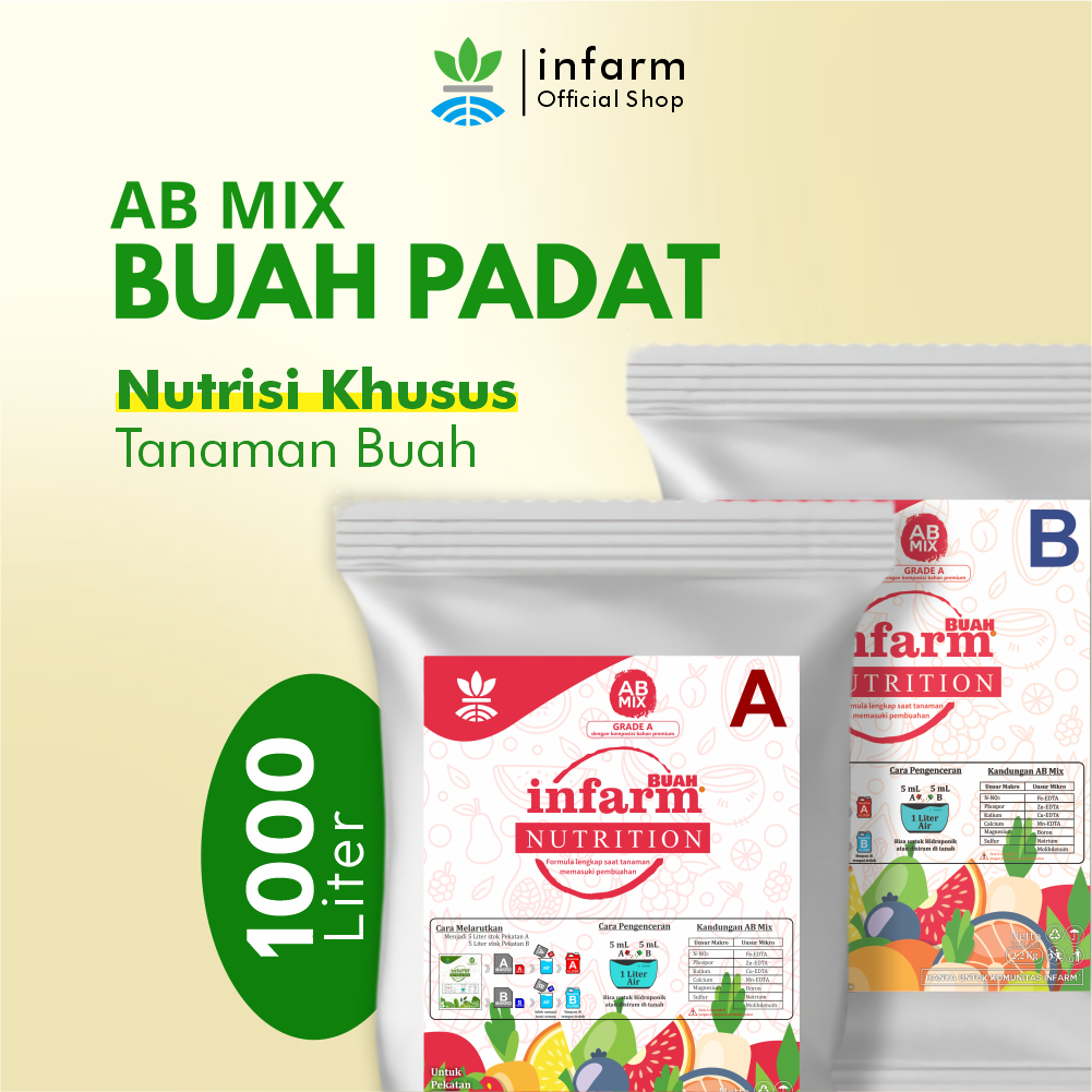 Jual INFARM - Nutrisi AB Mix Besar Buah Hidroponik dan Organik untuk 1000 Liter | Shopee Indonesia