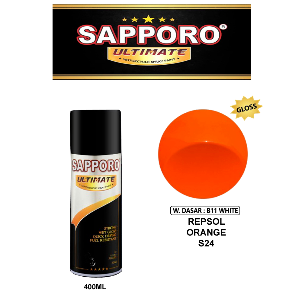 Jual Cat Semprot Sapporo Ultimate Repsol Orange S24 400ML | Shopee ...