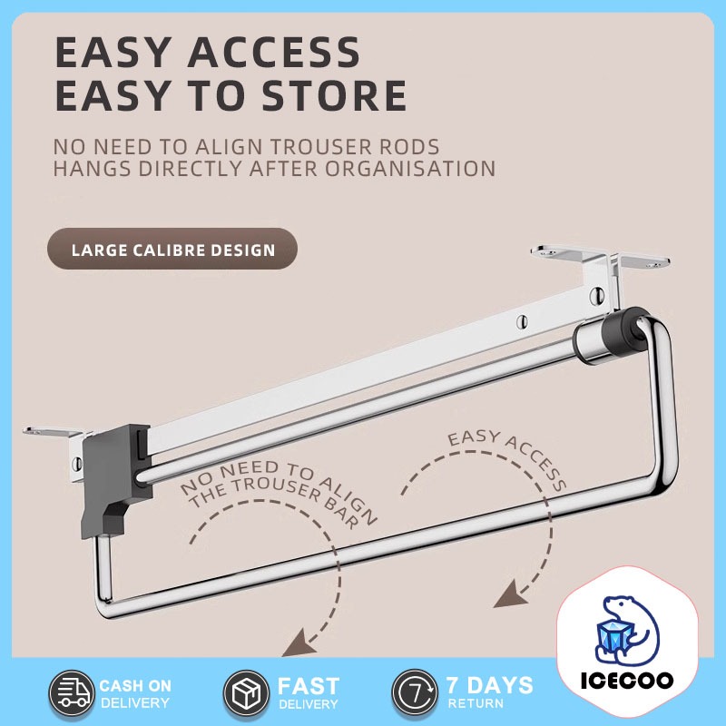 Jual Wardrobe top mounting rod hardware hanger telescopic hanger hanger ...