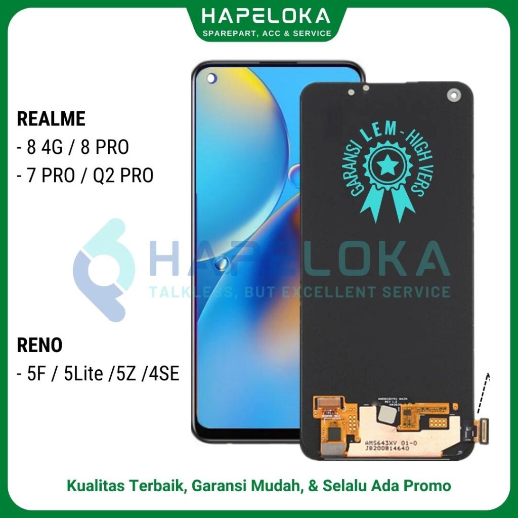 Jual LCD REALME 8 4G / REALME 8 PRO / REALME 7 PRO / RENO 5F / 5 Lite ...