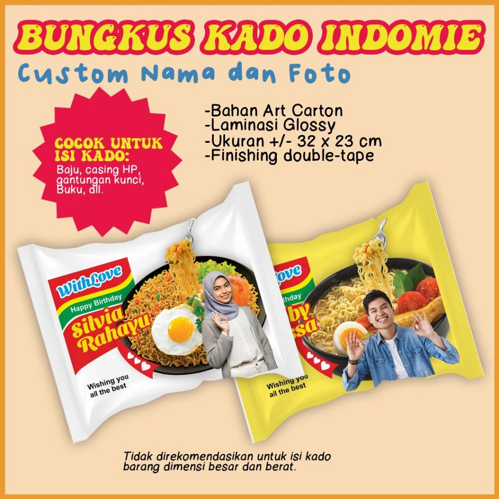 Jual BUNGKUS KADO PARODY MIE GORENG MIE KUAH - IND0MIE - Custom Foto ...