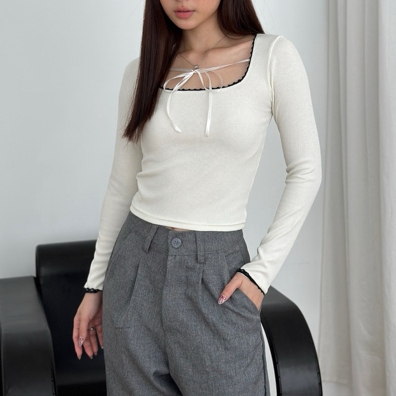 Jual ASOKA Yeva Top 3123 - U Neck Longsleeve Knit - Atasan Wanita Fit ...