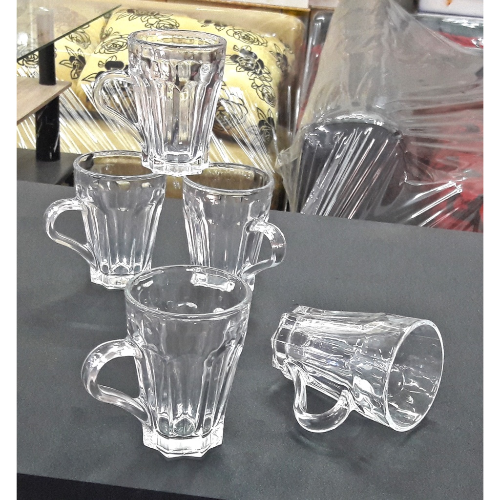 Jual Gelas Kopi Gagang Kristal Kerucut Bening Gelas Beling 180ml per 6 ...