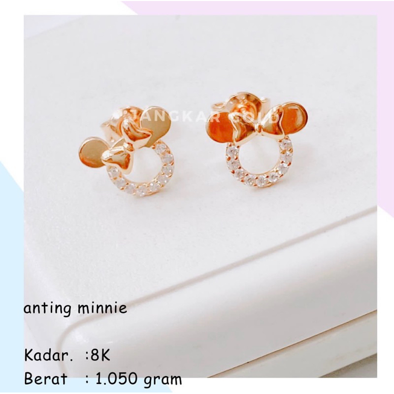 Jual ANTING EMAS DISNEY MINNIE MATA AD PUTIH 8K 1.050GR MICKEY MOUSE ...