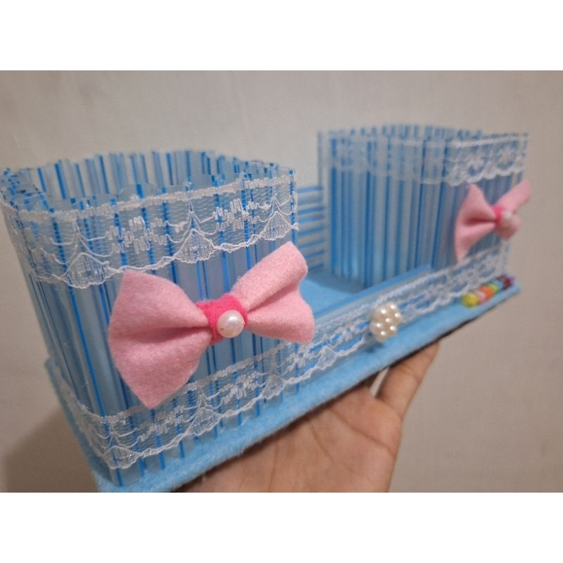 Jual prakarya tempat pensil dan kertas dari pipet | kerajinan tangan dari sedotan | Shopee Indonesia