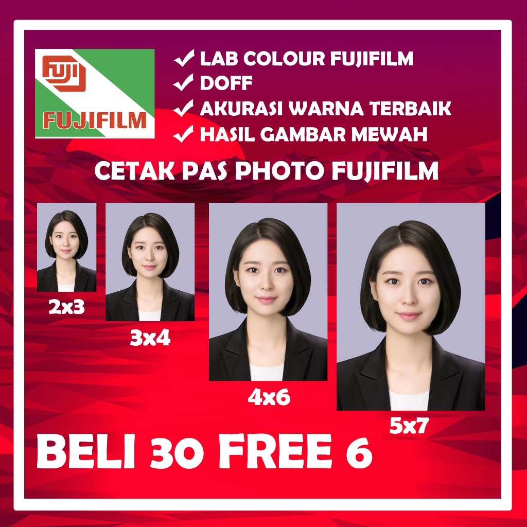 Jual CETAK FOTO PASPHOTO UKURAN 3X4 4X6 FUJIFILM DOFF KUALITAS TERBAIK ...