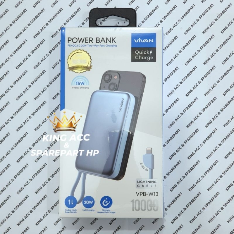 Jual VIVAN POWERBANK VIVAN POWER BANK VPB-W13 BLUE / 10000MAH WIRELESS ...