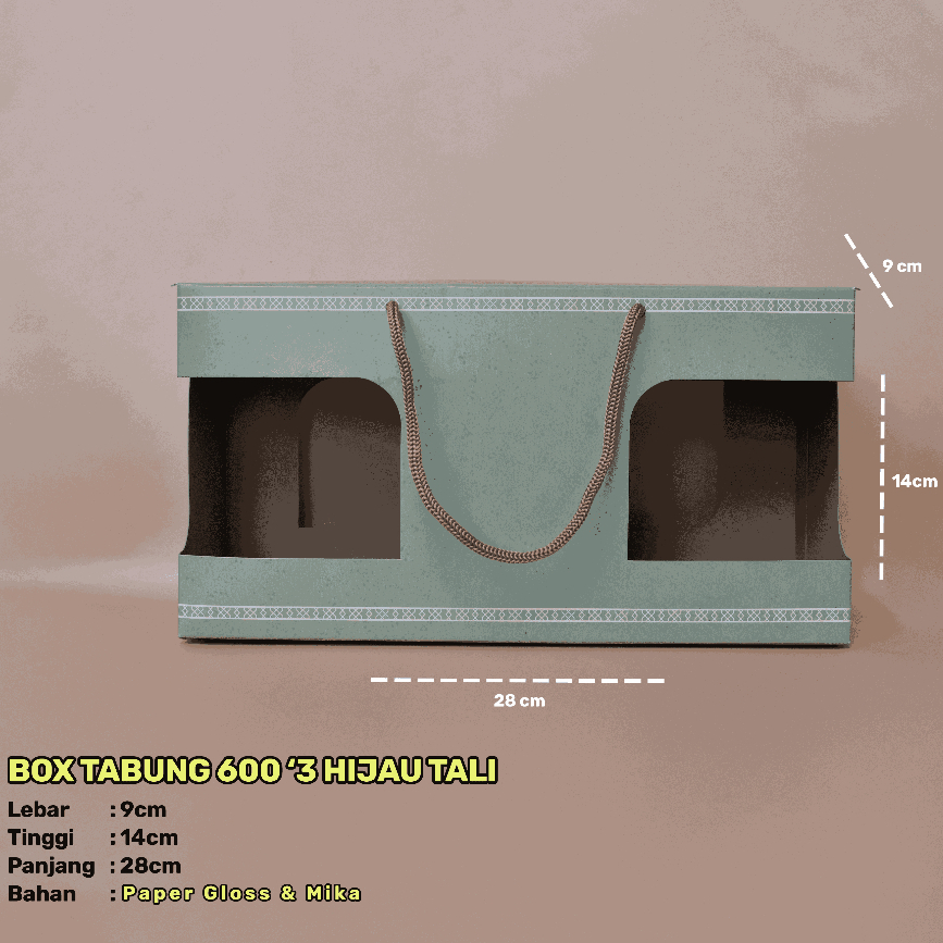 Jual Box Tabung 600ML UNTUK 3 TOPLES WARNA HIJAU, 1SLOP = 10PCS ...