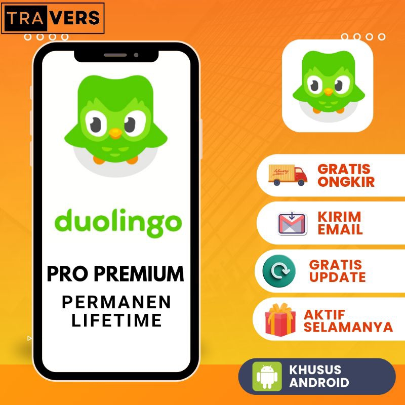 Jual Super Duolingo Pro Premium Permanen Lifetime Aplikasi Android