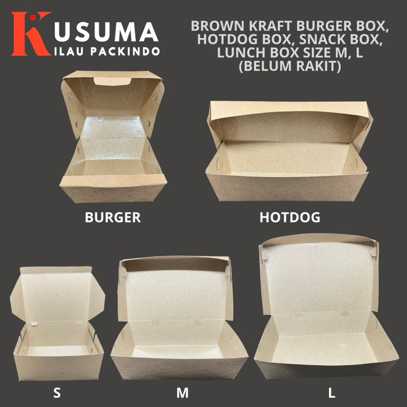 Jual (ECERAN) BROWN PAPER KRAFT BURGER, HOTDOG, SNACK, LUNCH BOX SIZE M ...