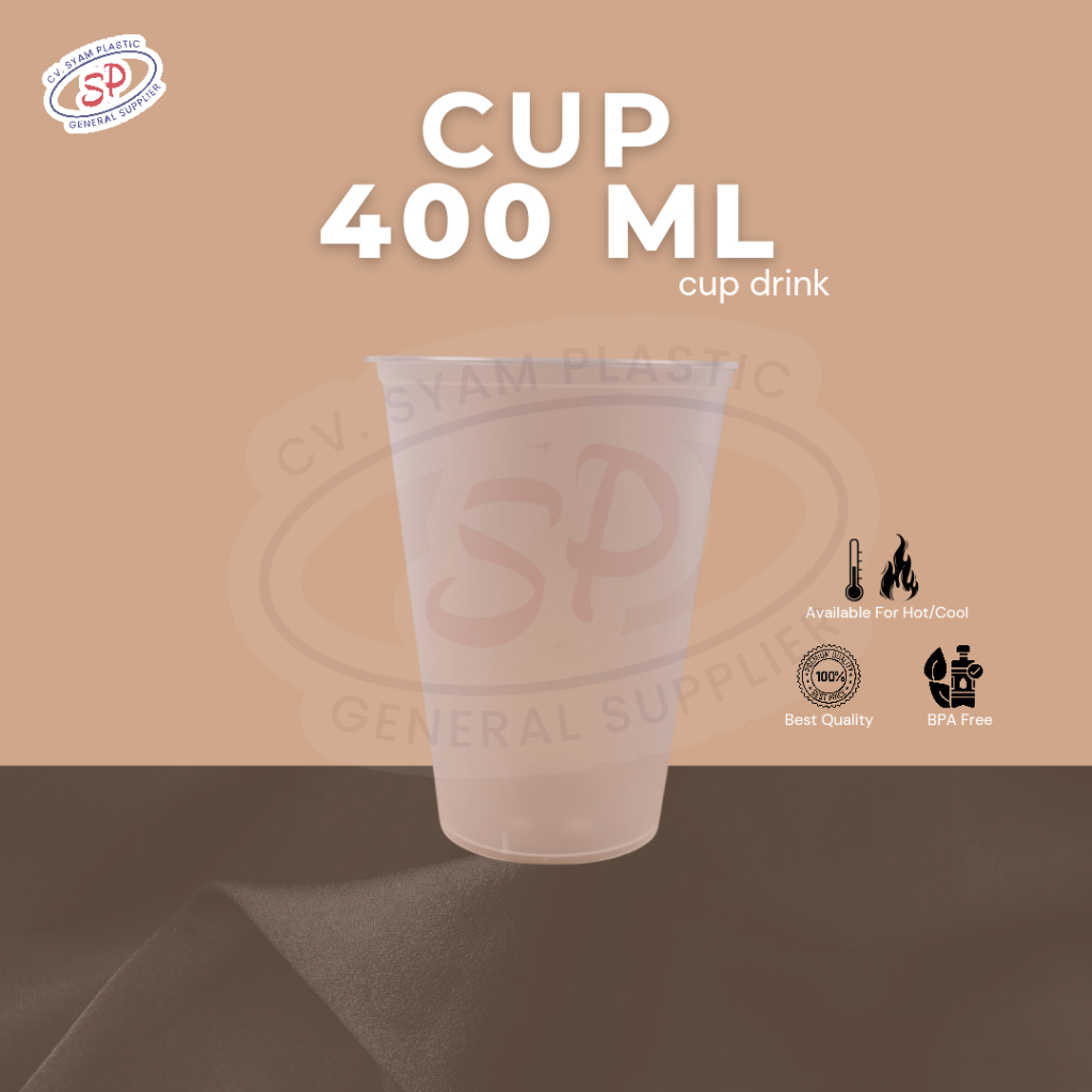 Jual Cup Gelas PP 400ML-Cup Injection Reusable/ Gelas Plastik-Thinwall ...