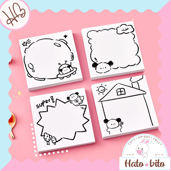 Jual Sticky notes black and white puppy cute mini memo paper estetik ...