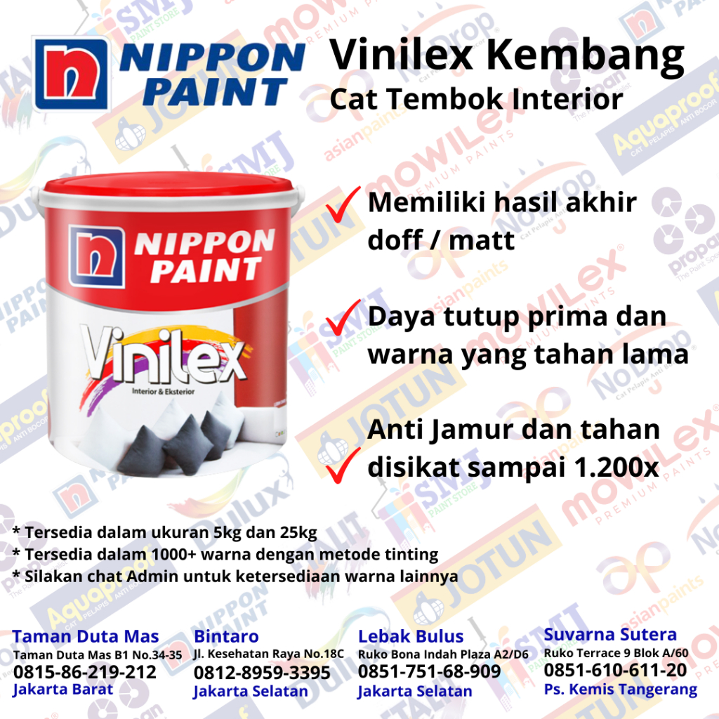 Jual CAT TEMBOK VINILEX KEMBANG NIPPON PAINT KEMASAN 5 KG | Shopee Indonesia