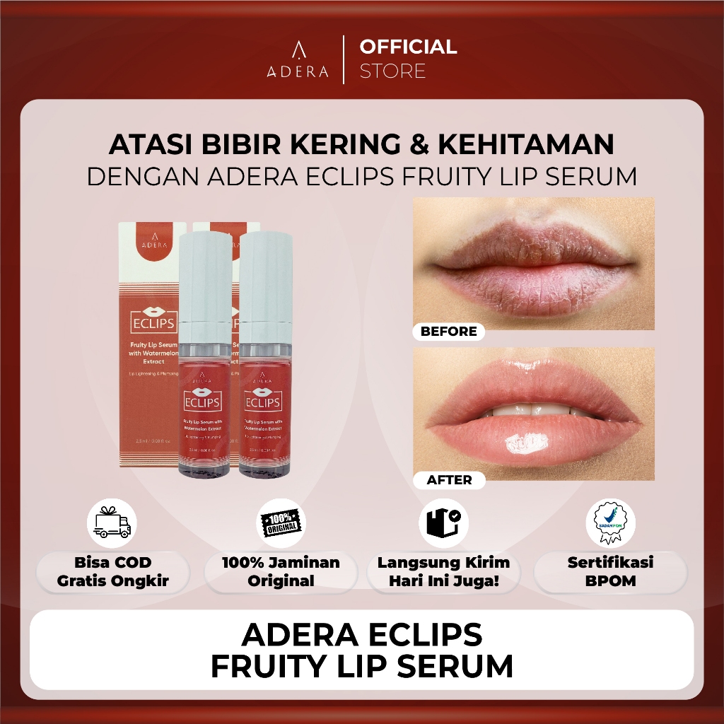 Jual Paket Adera Serum Bibir Hitam Kering Pecah Jadi Merah Alami Permanen Pria Wanita Sudah