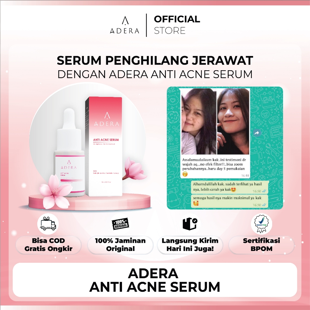 Jual Serum ADERA Serum Wajah Glowing Putih Bersih Bebas Jerawat Sampai Ke Akar Terdaftar BPOM ...