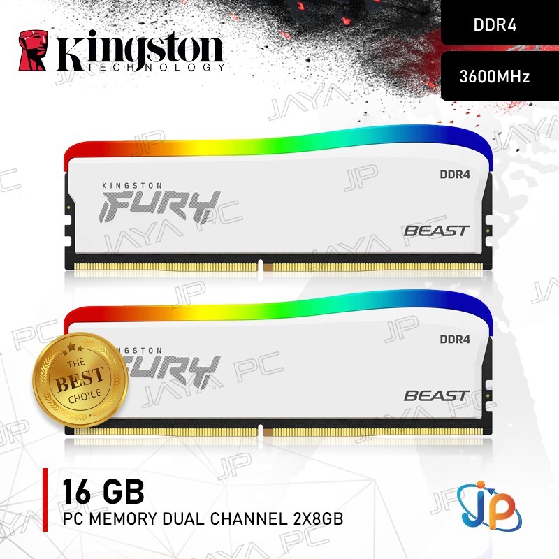 Jual Memory Kingston Fury Beast RGB White PC28800 3600Mhz DDR4 16GB ...