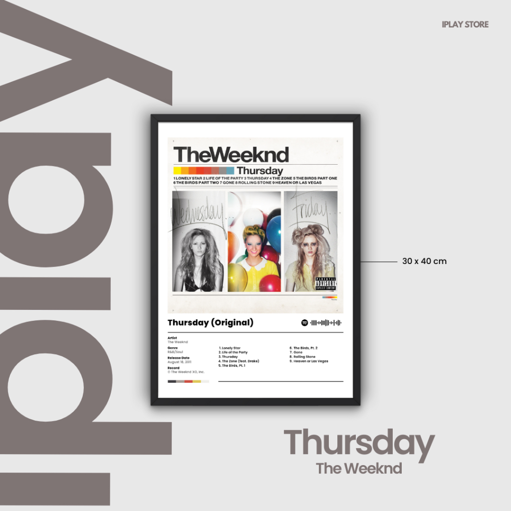 Jual Hiasan Dinding Frame Music Album: The Weeknd - Thursday (Original ...