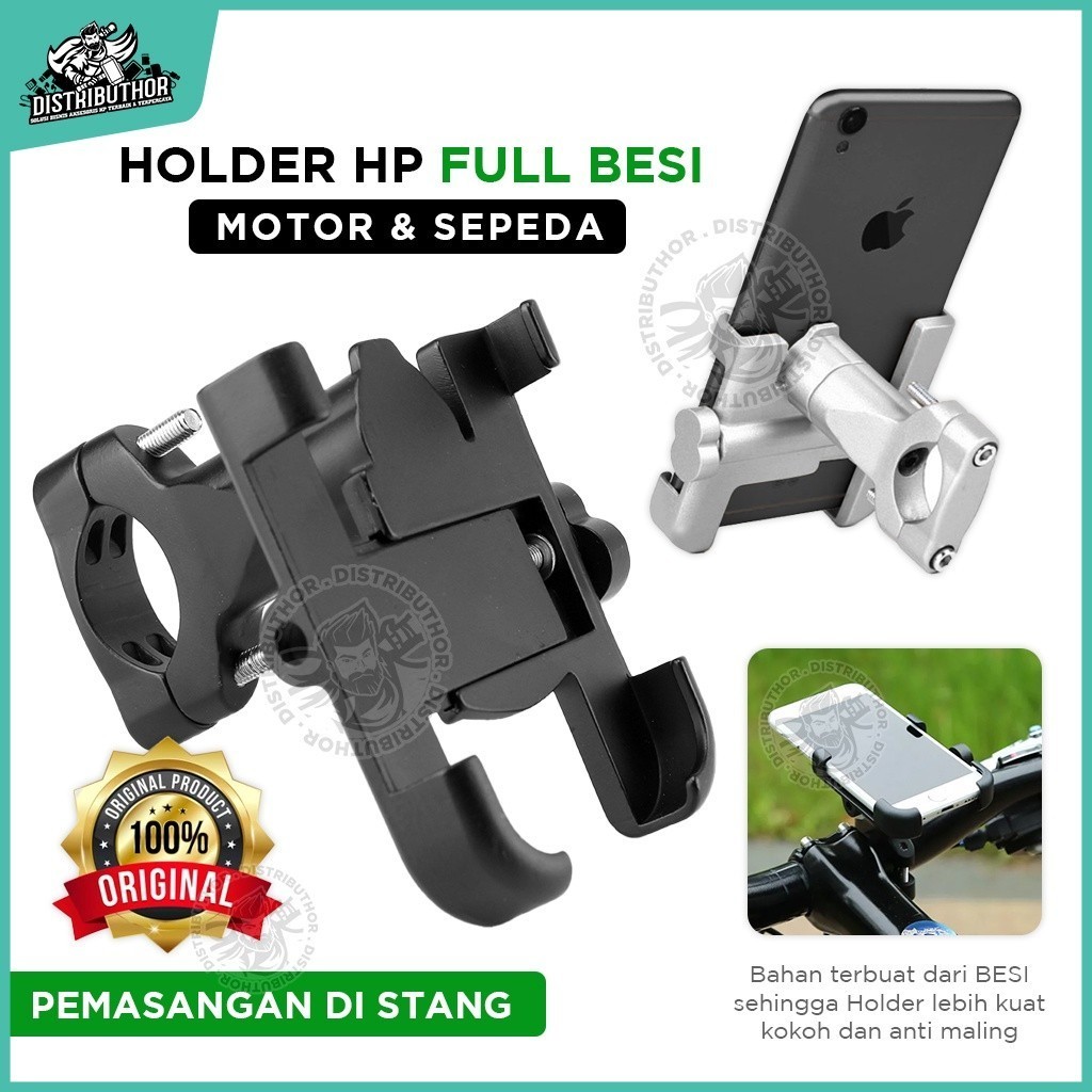 Jual Holder Hp Motor Besi Spion Stang Full Alumunium Dudukan Penahan Hape Sandaran Penyangga ...