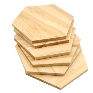 Jual Wooden Coaster bahan kayu pinus Bulat/Hexagonal/segi empat ...