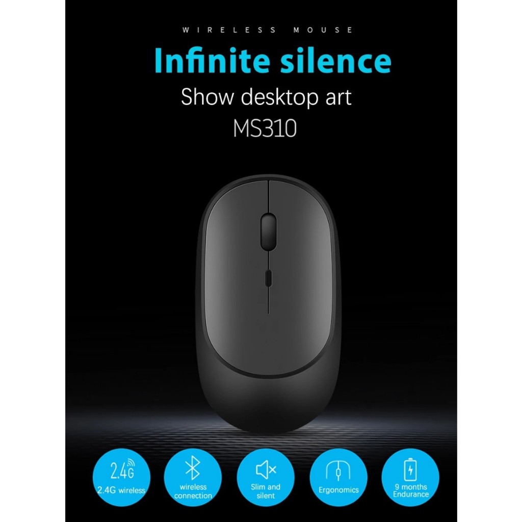 Jual Mouse Wireless Bluetooth 2.4G MS310 Dual Mode Silent Click ...