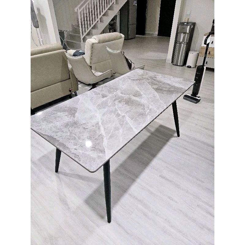 Jual Meja Makan Sintered Stone Grey Glossy 160X90X75cm | Shopee Indonesia