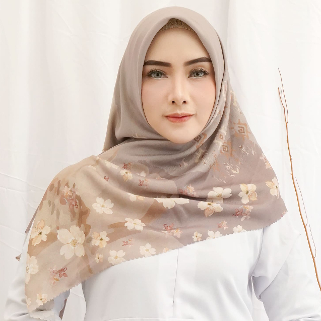 Jual KENES SCARF - [KV12 Soft Latte] Hijab Kerudung Segiempat Voal Spesial Premium Motif ...