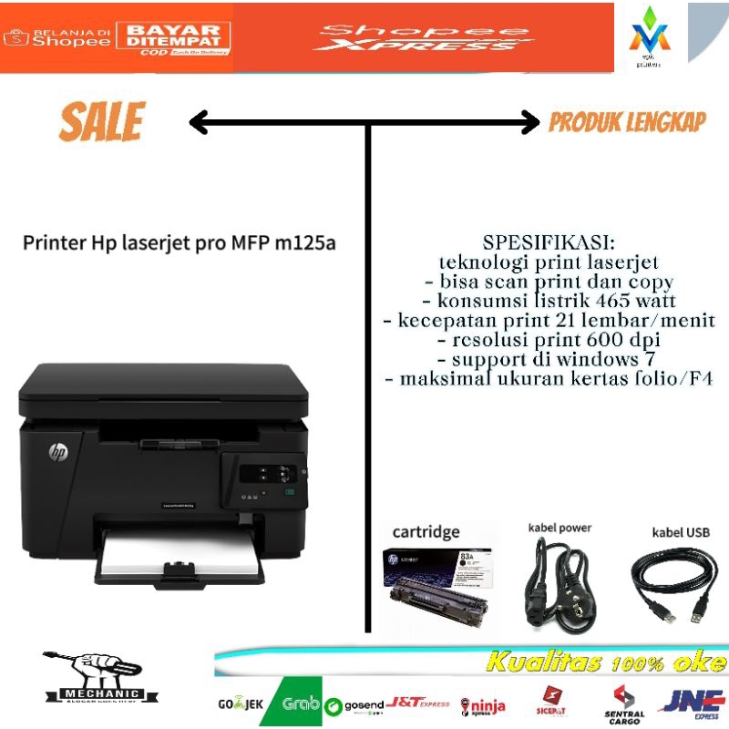 Jual Mesin print, printer Hp laserjet pro mfp m125a/A4mono print scan ...