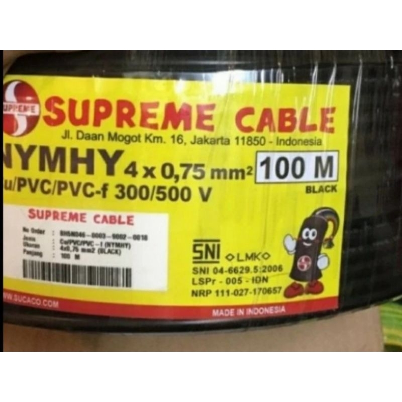 Jual Kabel Listrik Serabut Supreme NYMHY 4x0.75 mm2 Hitam NYYHY 4 x 0.75 mm2 1 Roll 100meter ...