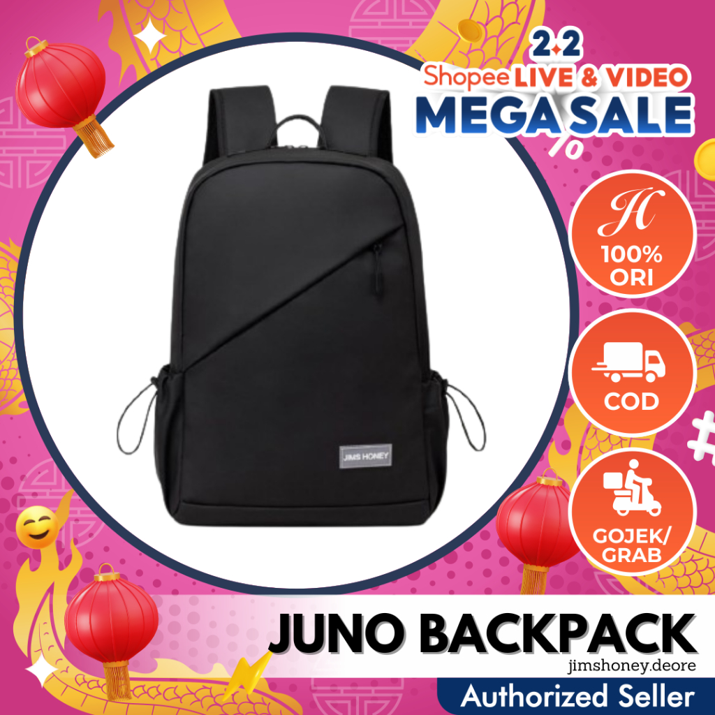 Jual Jims Honey Juno Backpack Tas Ransel Sekolah Kuliah Kerja Pria Wanita Unisex Anti Air ...