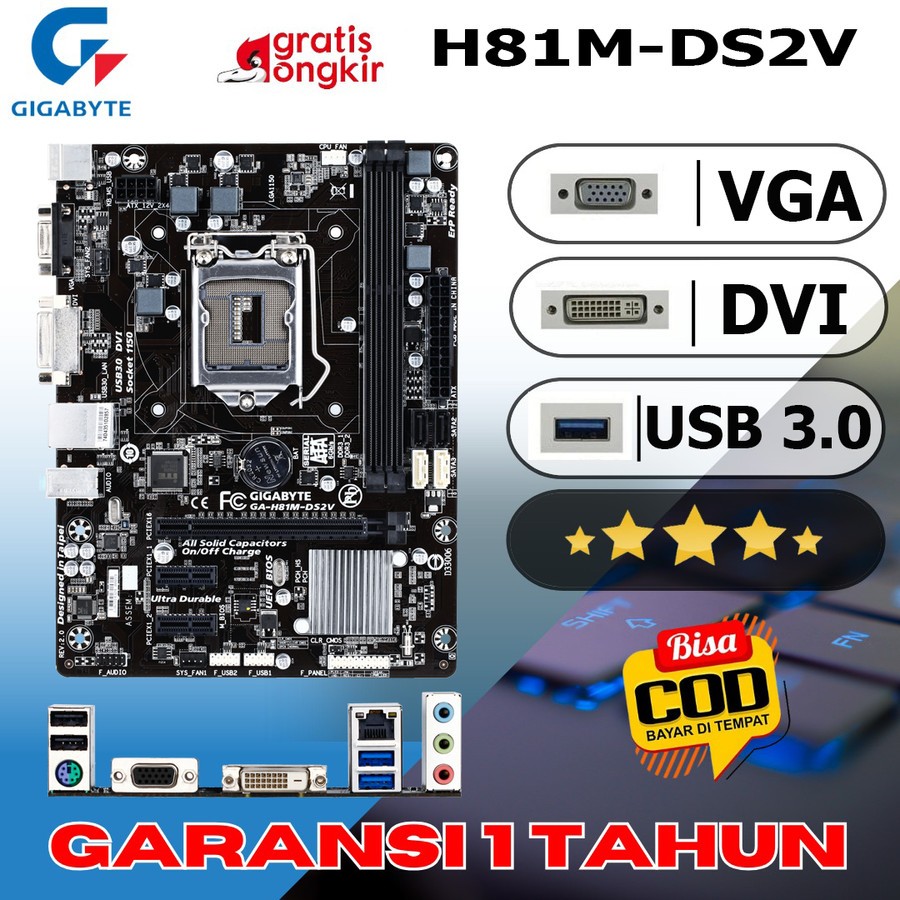 Jual MOBO Motherboard Mainboard Intel LGA 1150 Onboard H81 gigabyte ...