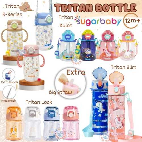 Jual Sugar Baby Tritan Bottle 400ML / 600ML With Special Straw Botol Minum Anak Anti Spill Lock ...